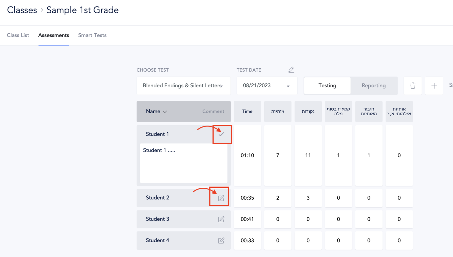 Editing Tests – Support