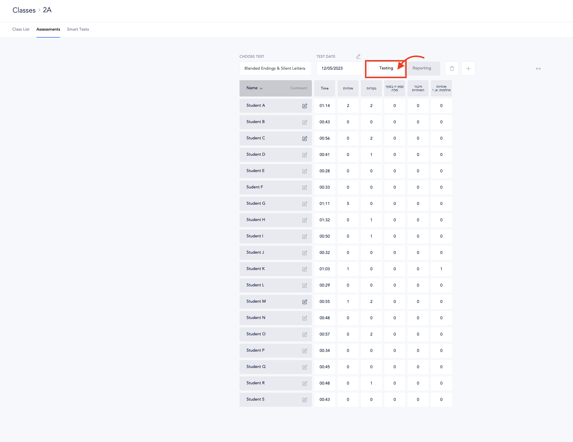 Editing Tests – Support